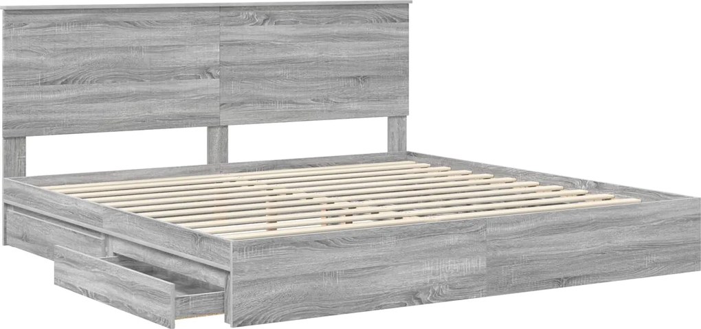 Postel s úložným prostorem se zásuvkou Šedá Sonoma 200 x 200 cm 3411178
