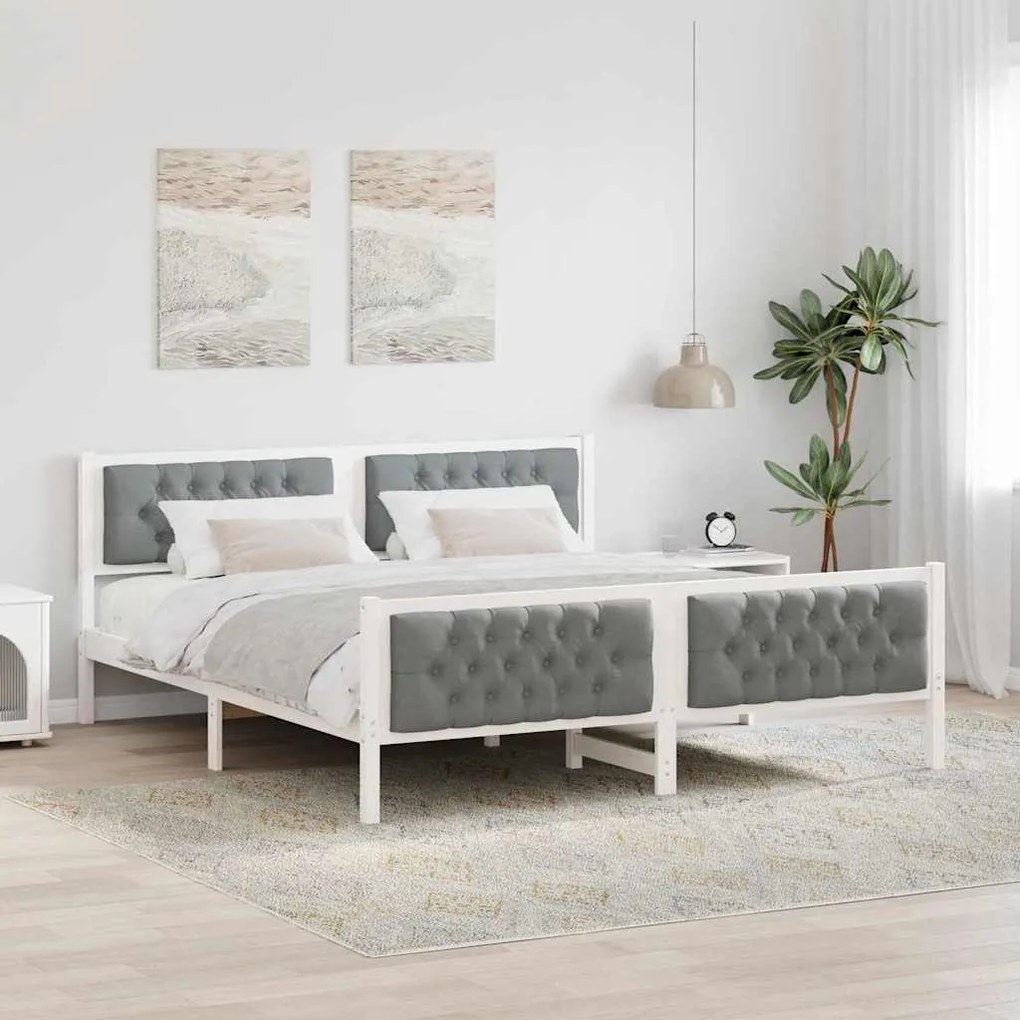 Rám postele Světle šedá 160 x 200 cm Masivní borové dřevo 3394282