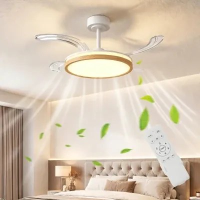 HOMCOM LED stropní ventilátor se světlem, 80 W, reverzní DC motor, tichý provoz, dálkové ovládání, 6 rychlostí, 3 teploty světla, časovač, pro obývac…
