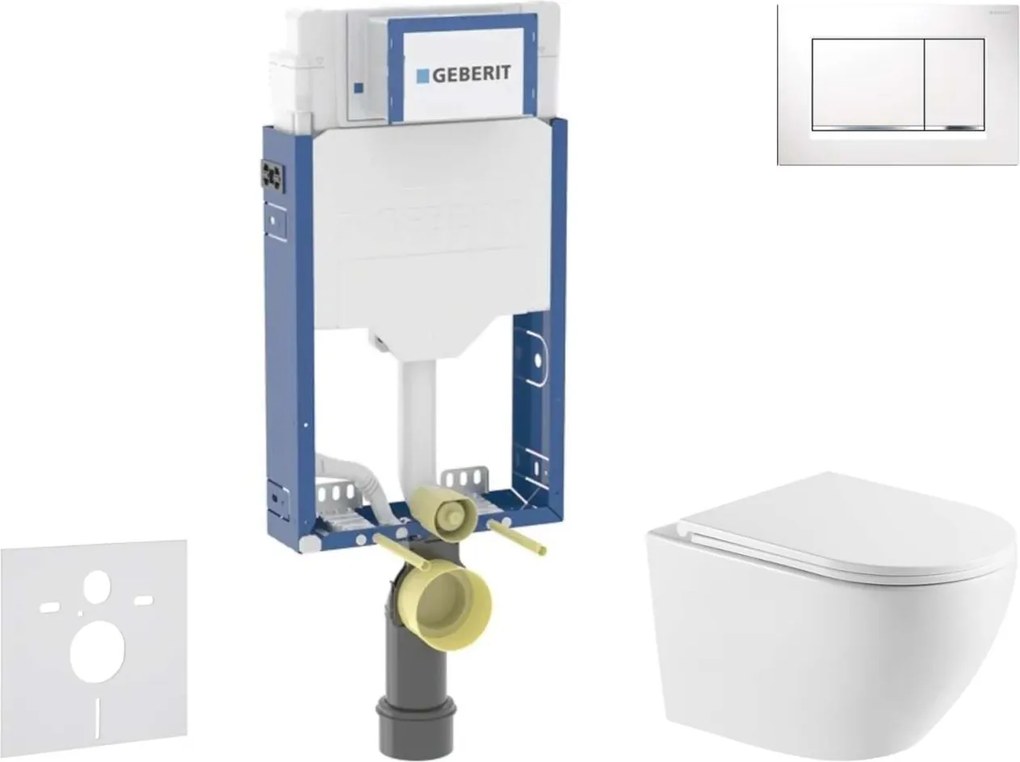 Geberit Kombifix - Set předstěnové instalace, klozetu Oudee a sedátka softclose, tlačítko Sigma20, bílá/chrom SANI15CA3154