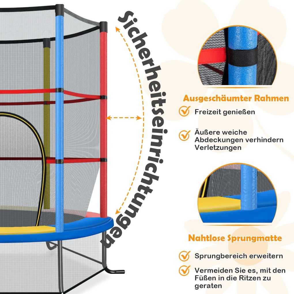 Costway Zahradní trampolína Ø165 cm s ochrannou sítí trampolína do 135 KG
