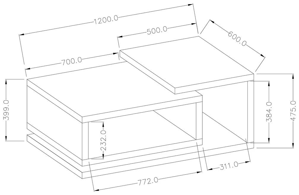 Konferenční stolek Bota 97 - 120 cm - antracit / dub ribbec