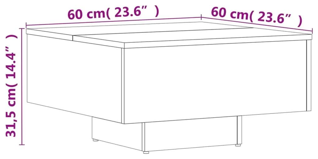 Konferenční stolek bílý vysoký lesk 60x60x31,5 cm dřevotříska - Default Title