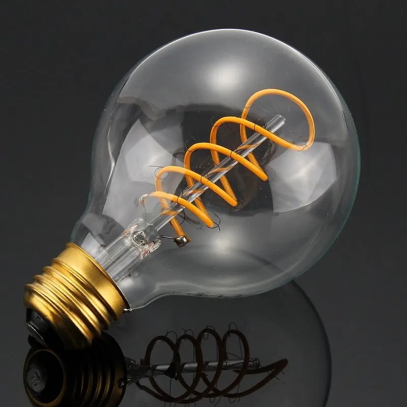 Diolamp LED Spiral Filament žárovka Globe čirá G95 4W/230V/E27/1800K/300Lm/360°/Dim