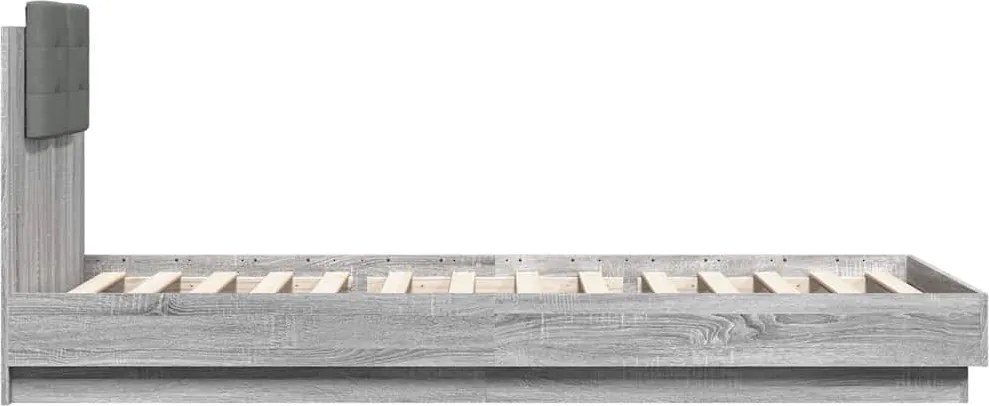 Rám postele s čelem šedý sonoma 90 x 200 cm kompozitní dřevo 3209945