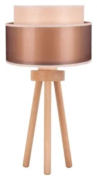 Duolla - Stolní lampa WOOD BOHO 1xE27/15W/230V pr. 25 cm měděná/hnědá/béžová