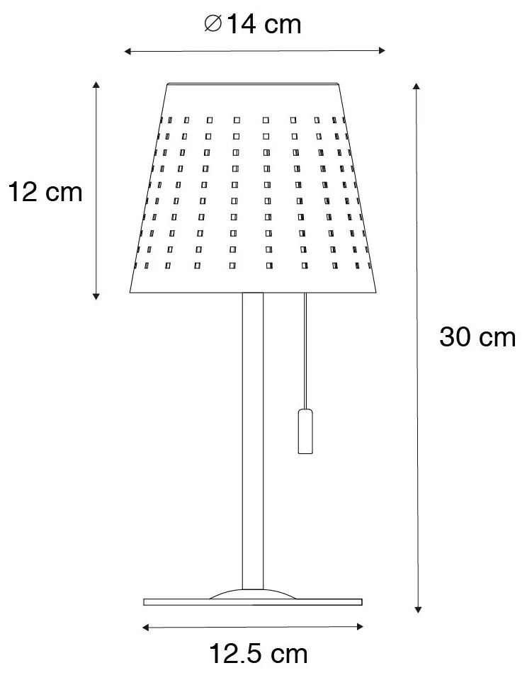 Venkovní stolní lampa modrá vč. LED 3-stupňový stmívač dobíjecí a solární - Ferre