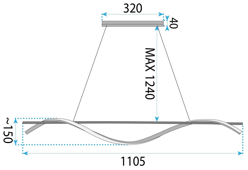 Toolight Závěsné LED osvětlení Modern D18 LHJ019-CP 120 cm černá
