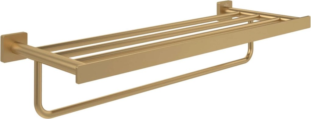 Villeroy & Boch Elements Striking - Držák ručníku s poličkou, délka 60 cm, kartáčované zlato TVA15200600076
