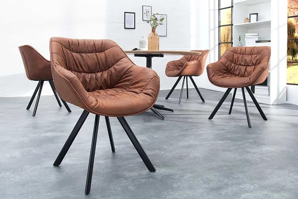 Designová jídelní židle Miramar Style mikrovlákno hnědá