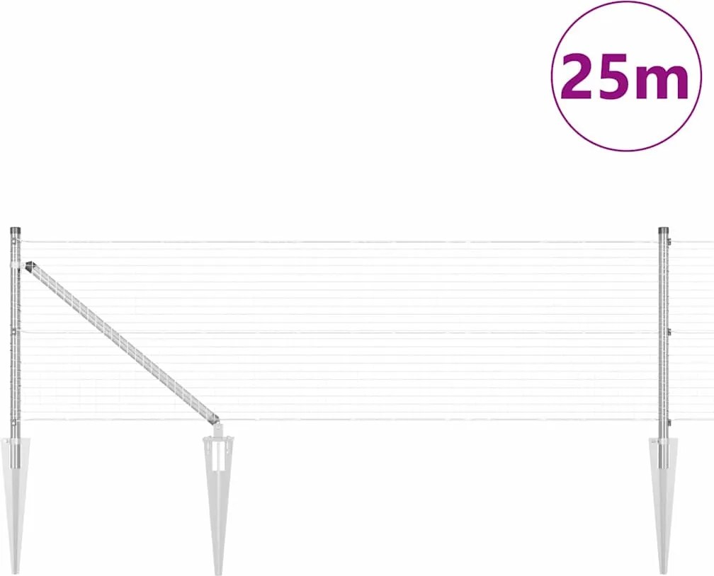 Svařované drátěné ploty s hroty 25 x 0,6 m Pozinkovaná ocel 3351956
