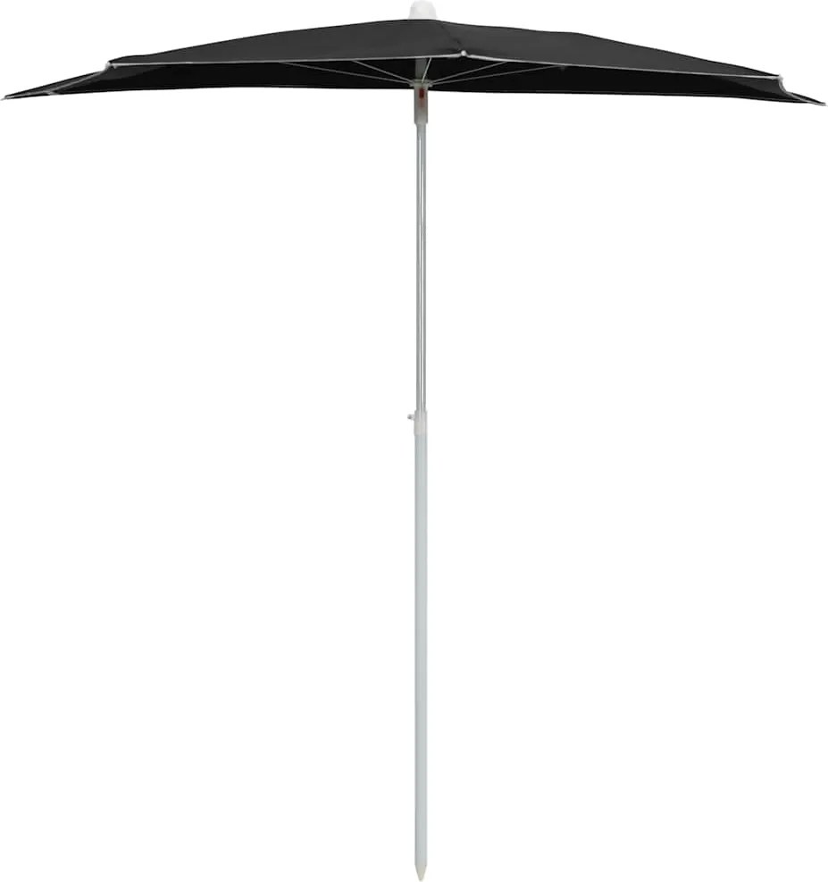 Zahradní půlkruhový slunečník s tyčí 180 x 90 cm černý 315565
