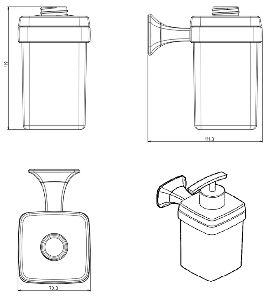 Sapho, AIDA dávkovač mýdla, chrom/mléčné sklo, AI019