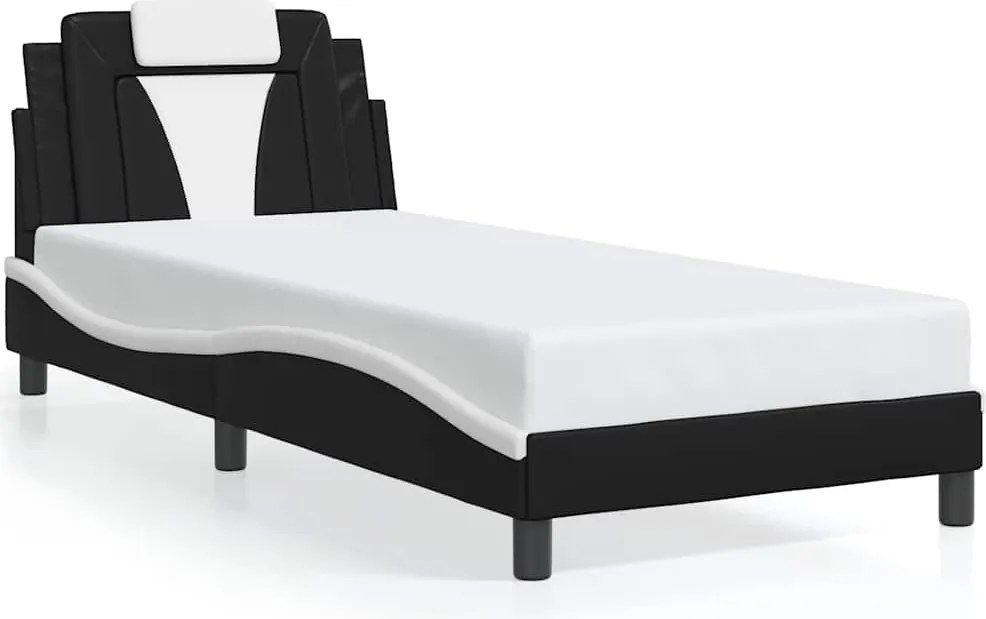 Rám postele Viana bez matrace černý a bílý 80 x 200 cm umělá kůže 3208059