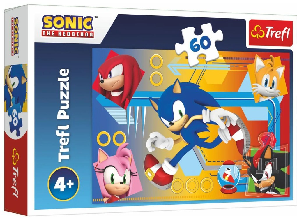 Puzzle Sonic v akci/Sonic The Hedgehog 33x22cm 60 dílků v krabici 21x14x4cm