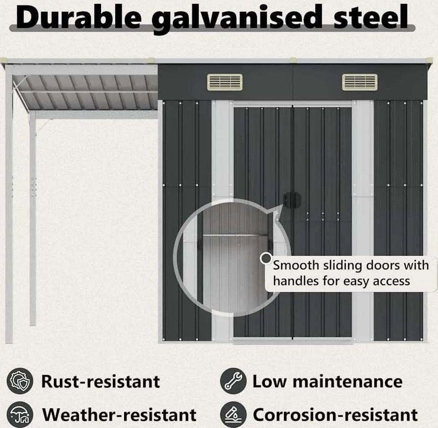 vidaXL Zahradní kůlna s prodlouženou střechou 277x107x181 cm [364524] Barva: Zelená
