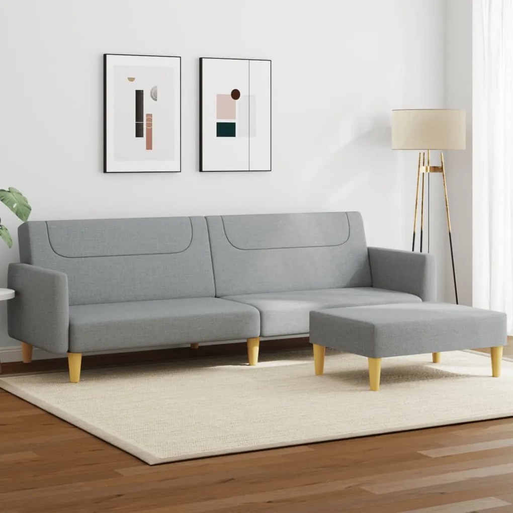 2Místná Rozkládací Pohovka S Podnožkou Textil - Tmavě šedá