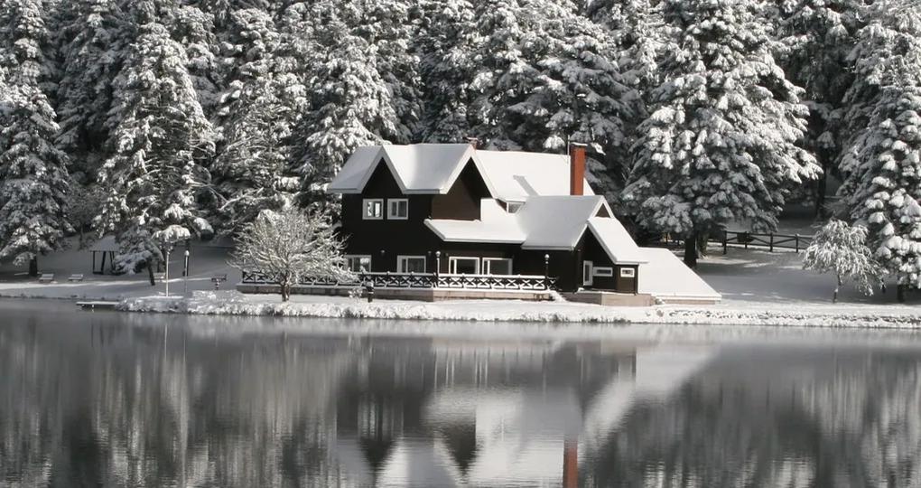 Obraz dům u jezera Velikost (šířka x výška): 90x60 cm