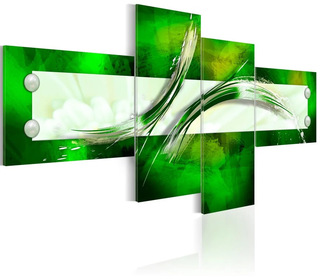 Obraz - zelený  abstraktní motiv - 100x45