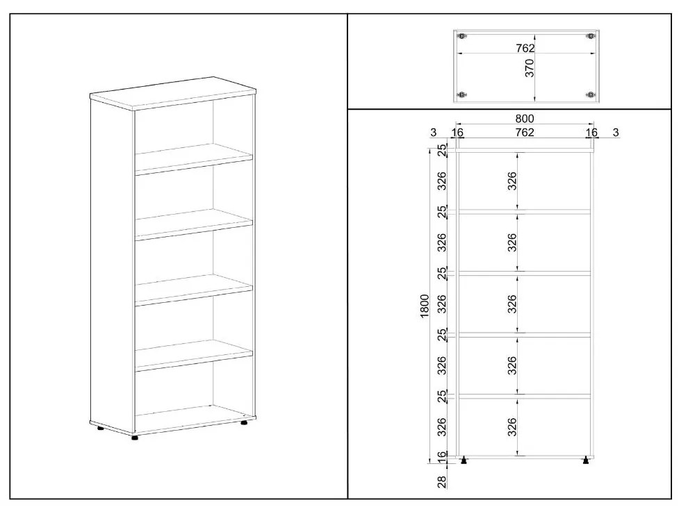 Vysoká skříň SimpleOffice 80 x 40 x 180 cm, dub světlý / šedá
