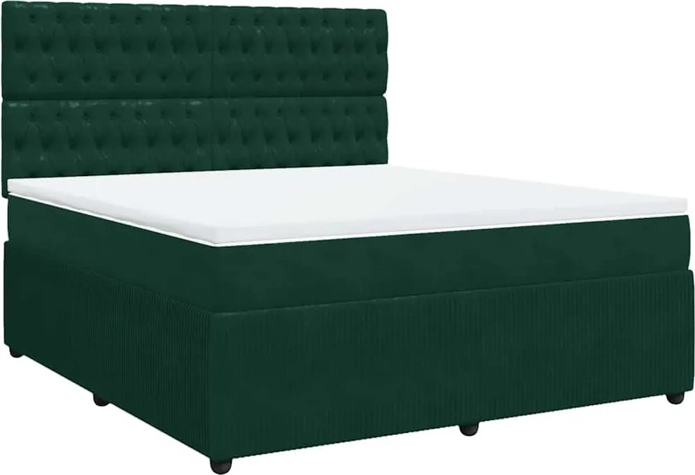 Box spring postel s matrací tmavě zelená 180x200 cm samet 3292415