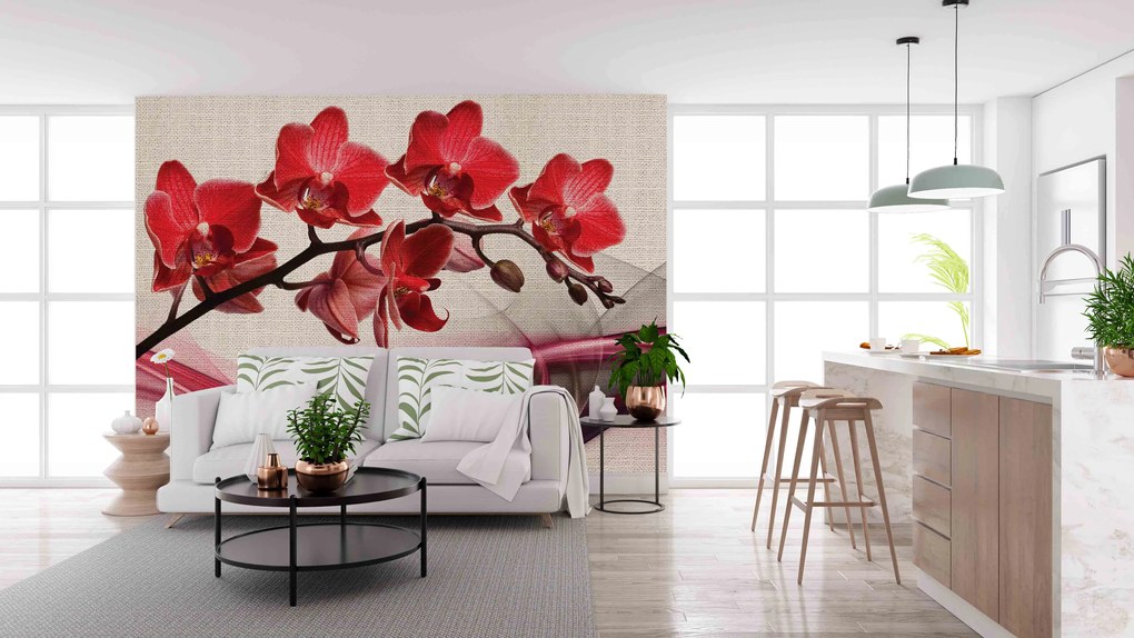Malvis ® Tapeta Orchidej červená Vel. (šířka x výška): 432 x 290 cm