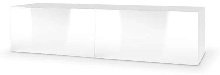 Halmar Závěsný TV stolek LIVO 160 cm, se systémem push-click, v bílém lesku