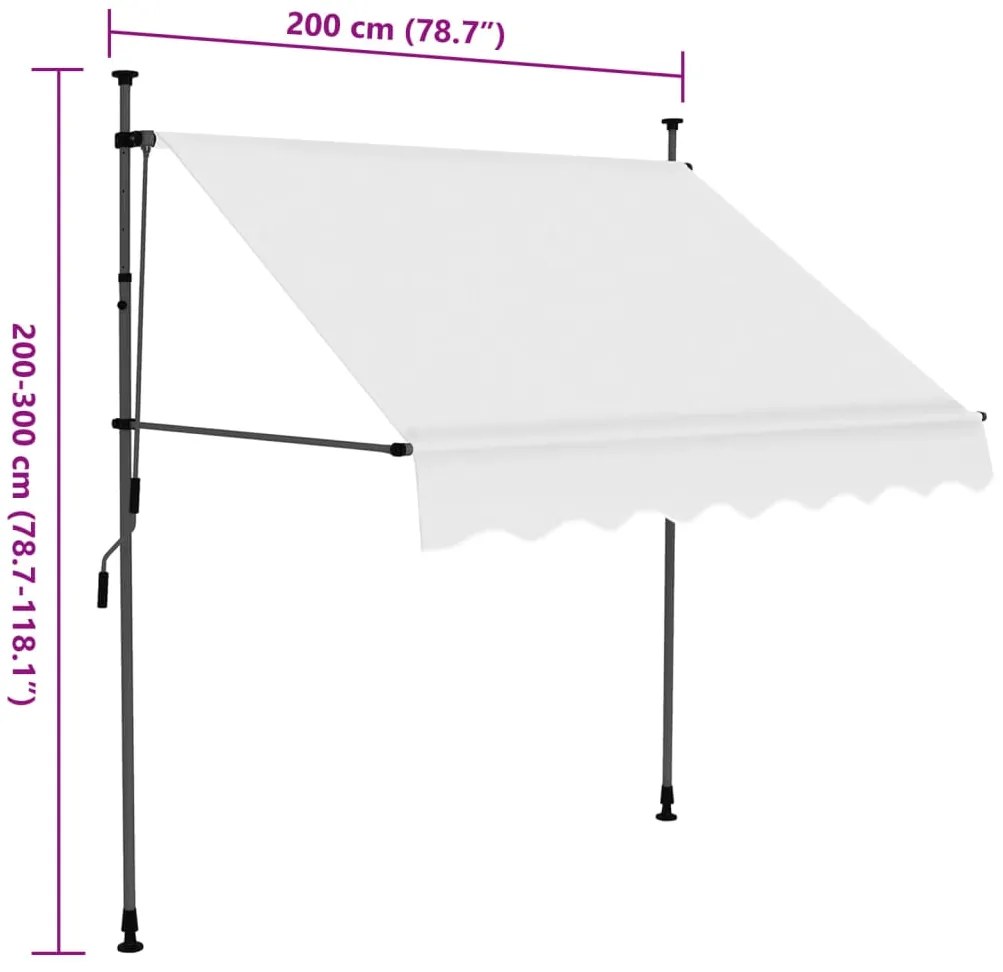 vidaXL Marketos Ručně zatahovací markýza s LED světlem 200 cm krémová