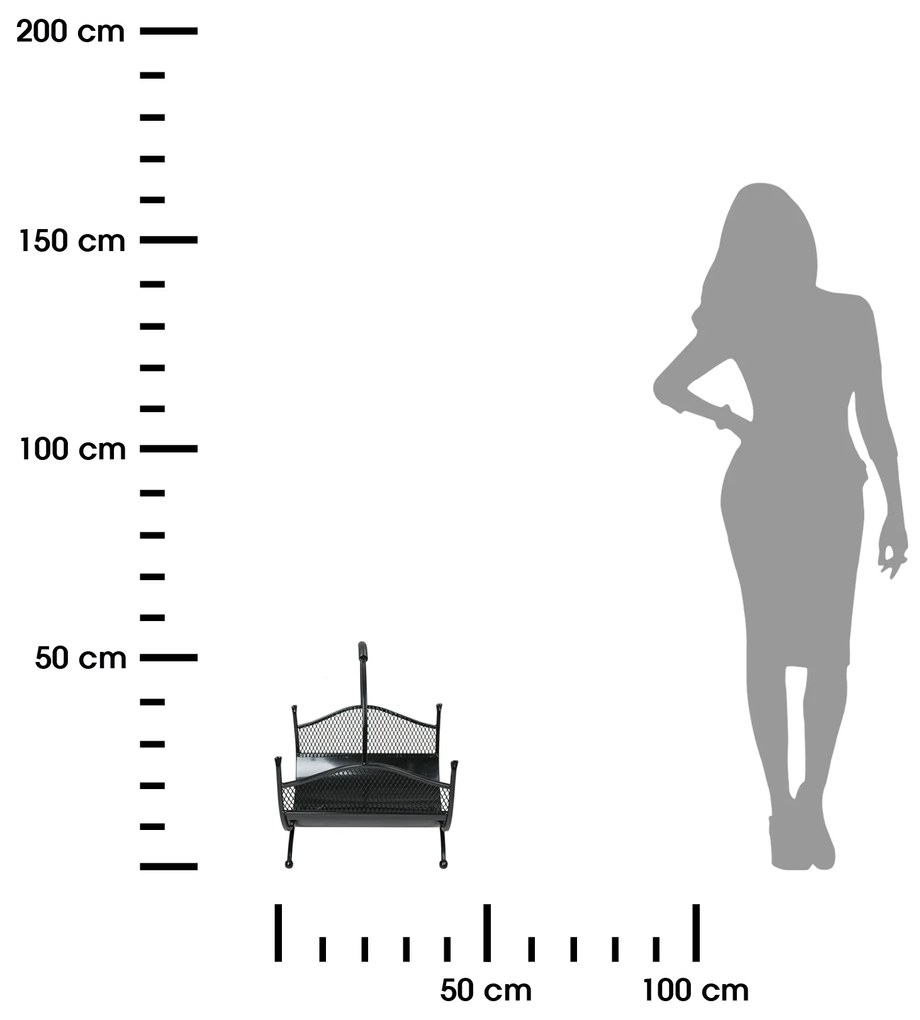 Kovový koš na dřevo Criss, 40x52 cm, černá