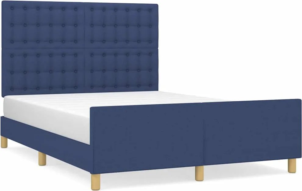 Rám postele bez matrace modrý 140 x 190 cm textil 3125379