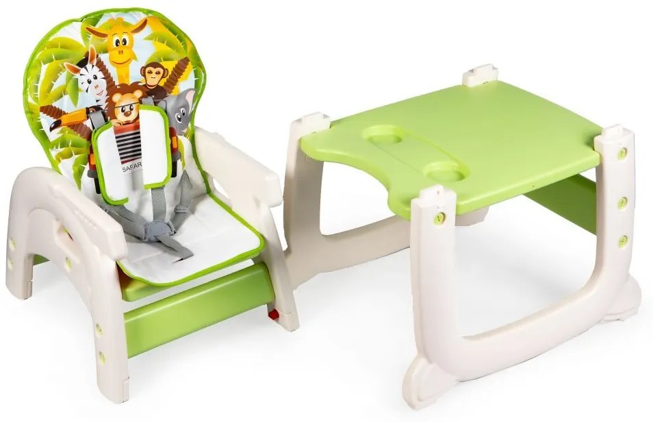 EcoToys Dětská jídelní židle 2v1 Animals zelená, C-211 GREEN