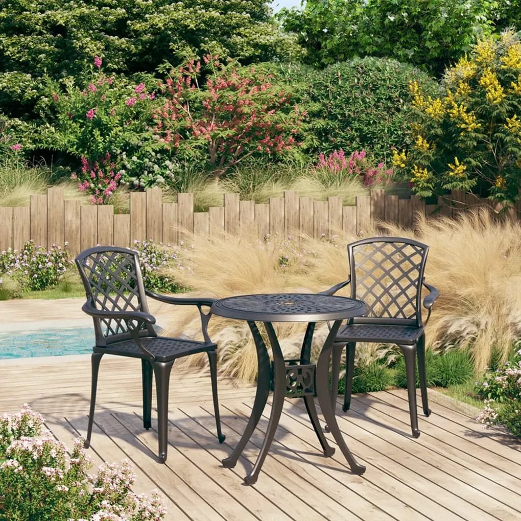 3dílný bistro set litý hliník černý 3070581