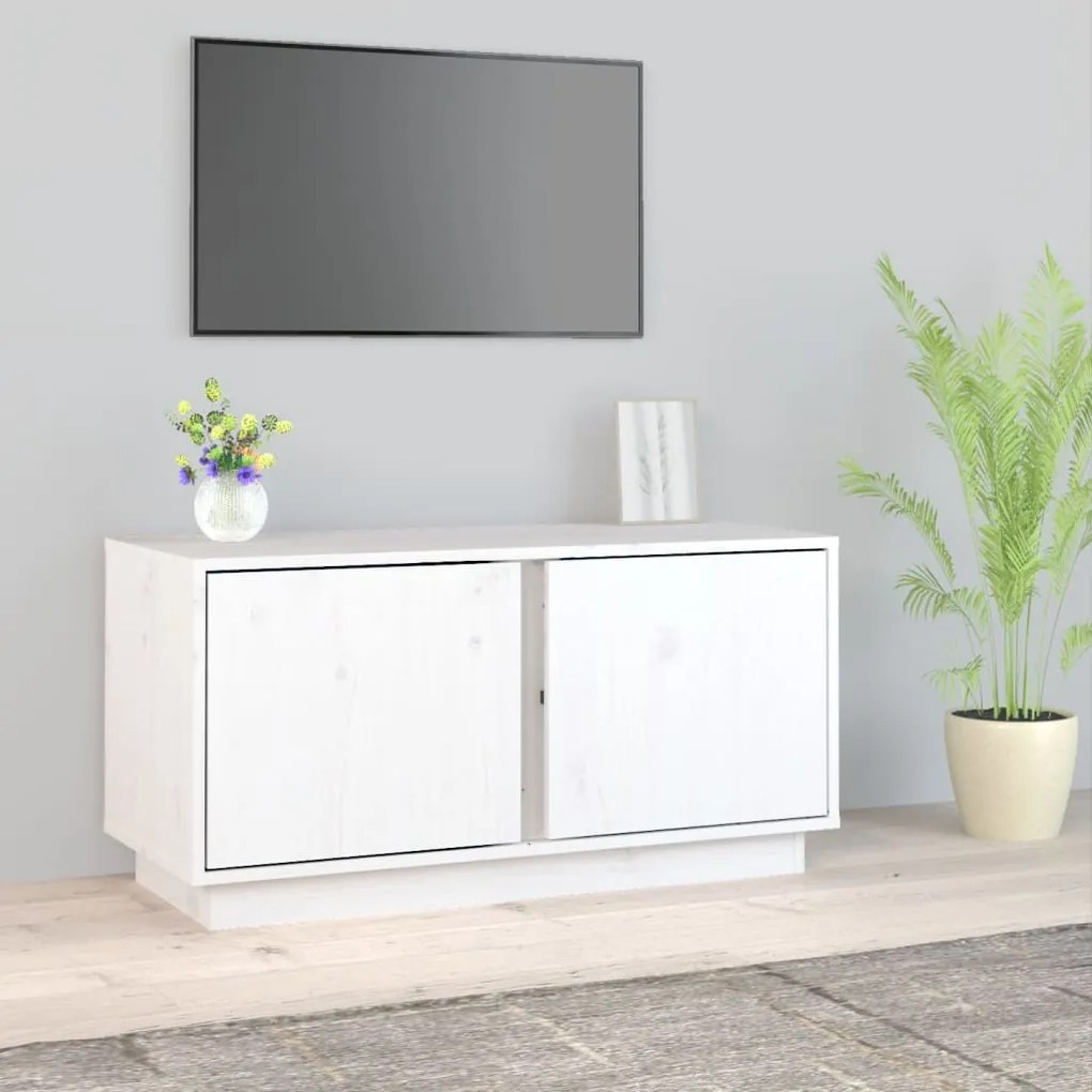 814470 vidaXL TV skříňka bílá 80x35x40,5 cm masivní borové dřevo