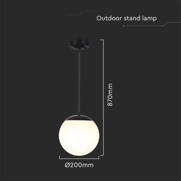 Venkovní lustr na lanku 1xE27/60W/230V pr. 20 cm IP44 černá