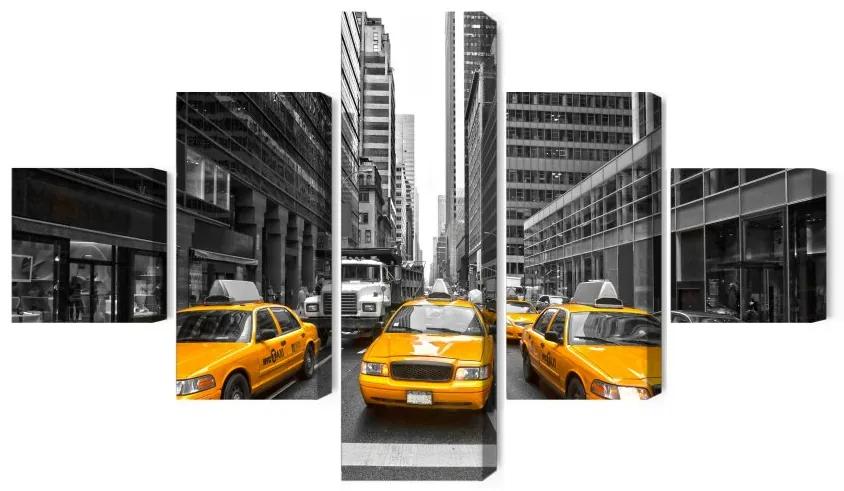 Vícedílný obraz Žluté Taxíky V New Yorku Nedostatek Nedostatek Plátno Canvas 200x120