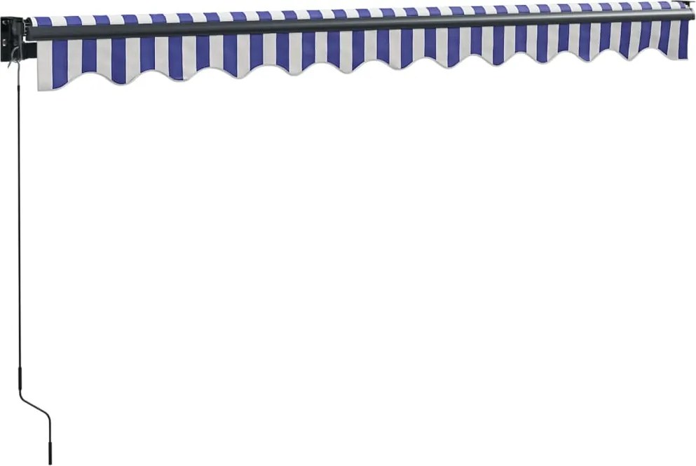 Zatahovací markýza modrá a bílá 3,5 x 2,5 m textil a hliník 3154447