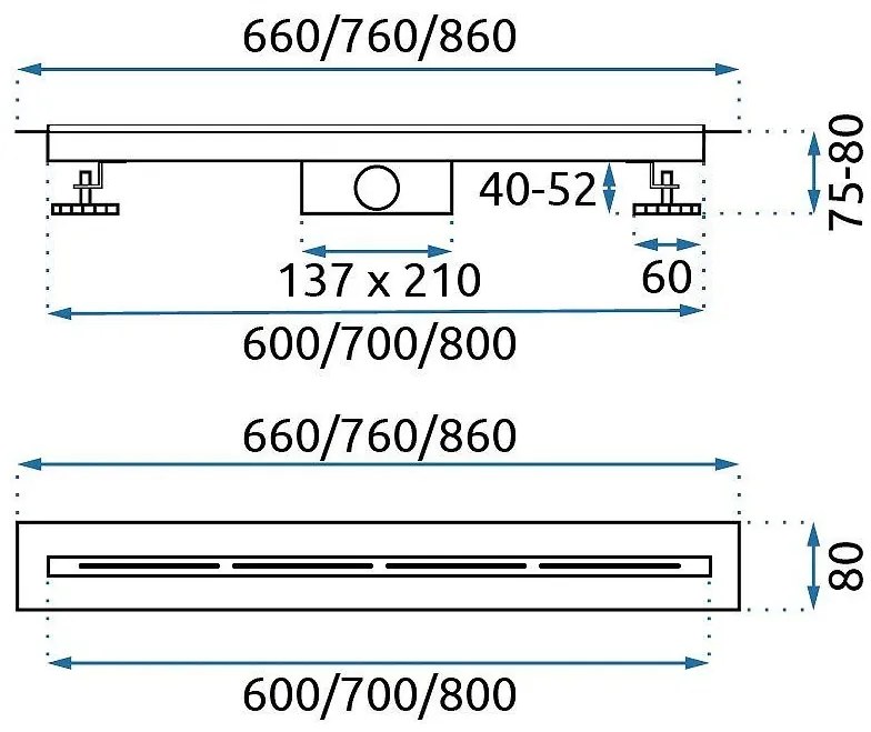 Odtokový žlab Rea FILO 80 cm, broušený nikl