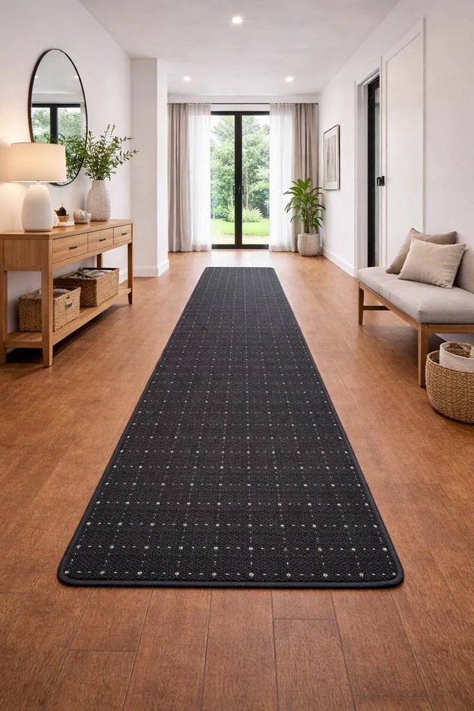 Condor Carpets, Běhoun na míru Udinese antracit, šíře 80 cm, černá, chodba / předsíň