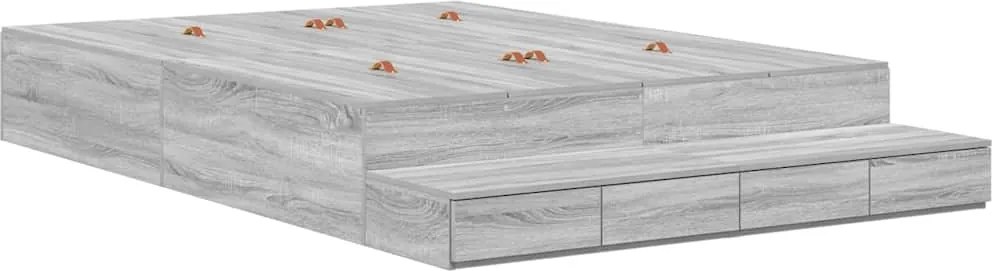 Rám postele s úložným prostorem se zásuvkou Šedá Sonoma 150 cm 3335650