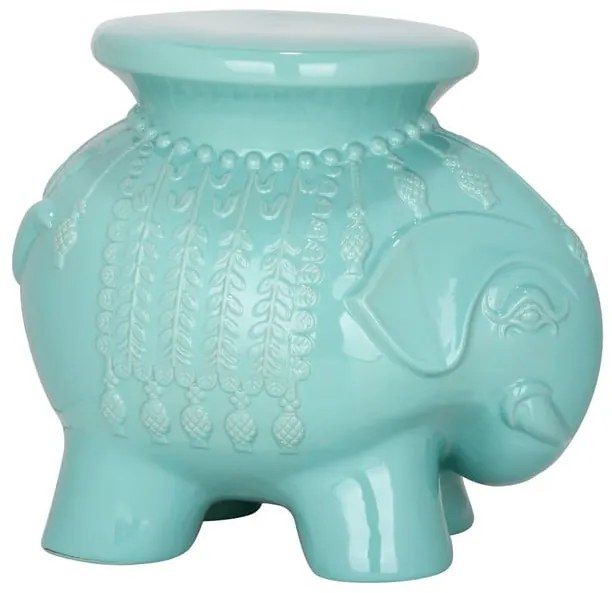 Tyrkysově modrý keramický stolek vhodný do exteriéru Safavieh Elephant