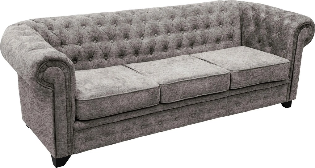 XXXLutz POHOVKA CHESTERFIELD, dřevo, textil, kompozitní dřevo, šedá MID.YOU - Pohovky - 000694009822