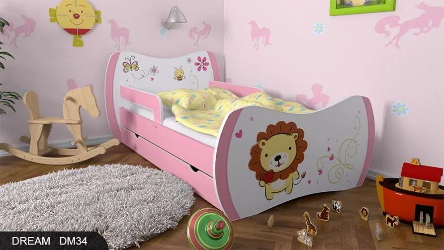 Dětská postel Dream vzor 34 180x90 cm růžová