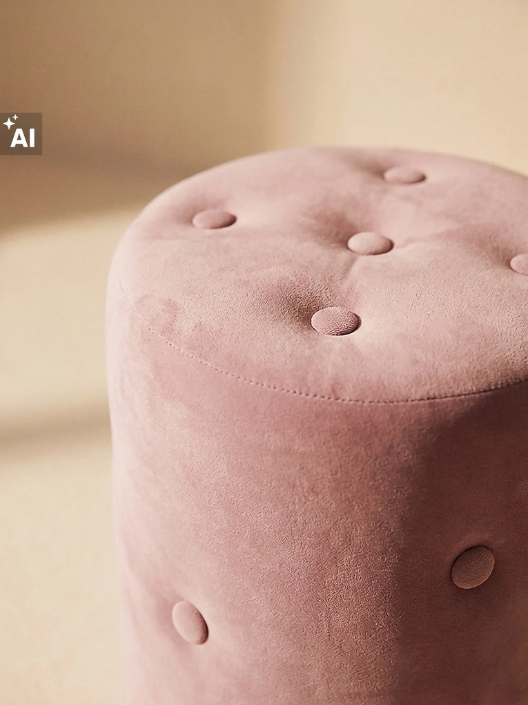 Sinsay - Čalouněný puf s ozdobnými knoflíky - pastelová růžová