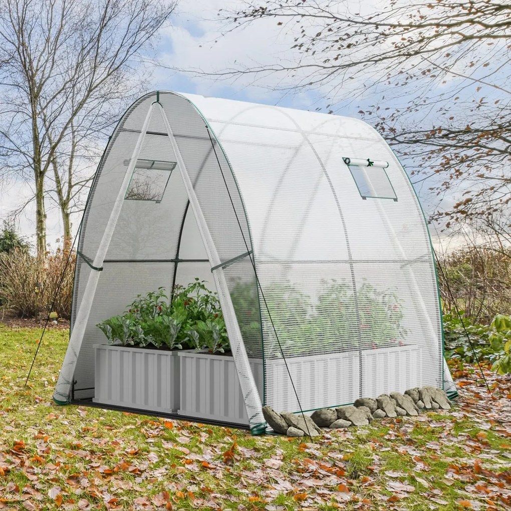 Costway Fóliový skleník s PE krytem do každého počasí a – 181 × 181 × 200 cm