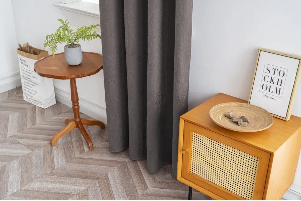 Zatemňovací závěs DUNES VELVET 140x250 cm, tmavě šedý Zavěšení: Řasící páska