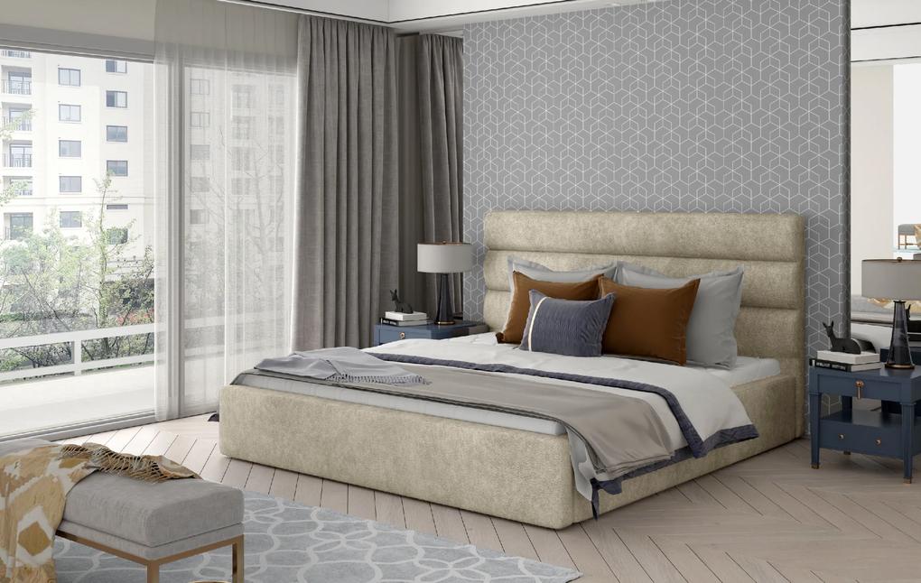 Eltap Čalouněná postel Caramel s úložným prostorem Materiál a barva potahu: Dora 21 - béžová, Rozměry (cm): 180x200