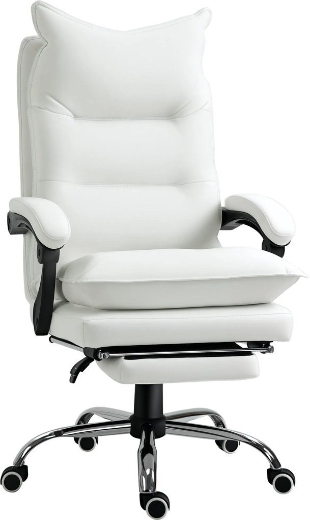 Kancelářská židle Vinsetto s funkcí sklonu, ergonomická pracovní židle, výškově nastavitelná otočná židle s podnožkou, polstrovaná, nosnost až 135 kg,