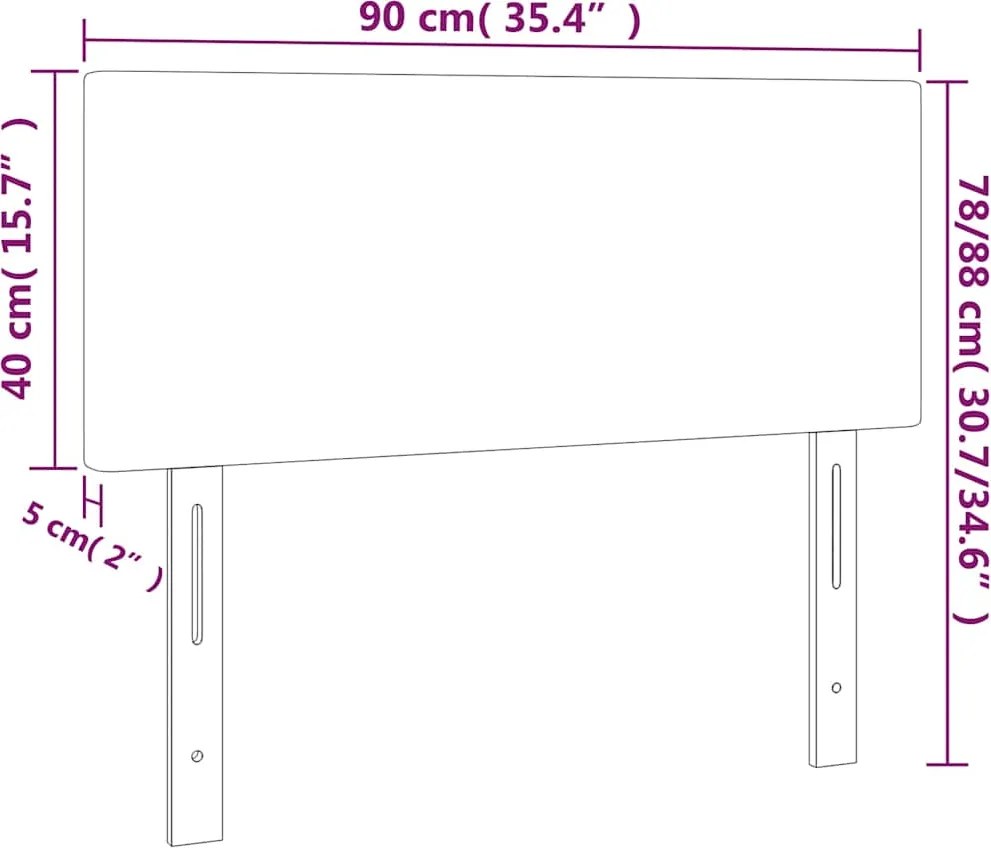 Čelo postele s LED tmavě šedé 90x5x78/88 cm samet 3121369