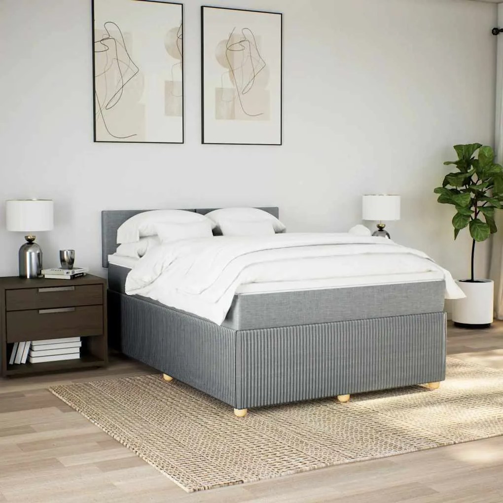 Box spring postel s matrací světle šedá 140 x 190 cm textil 3287444