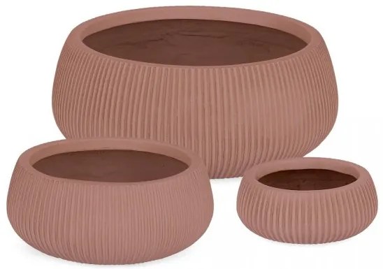BIZZOTTO Set 3 nízkých květináčů RIBBED terakota 0790661